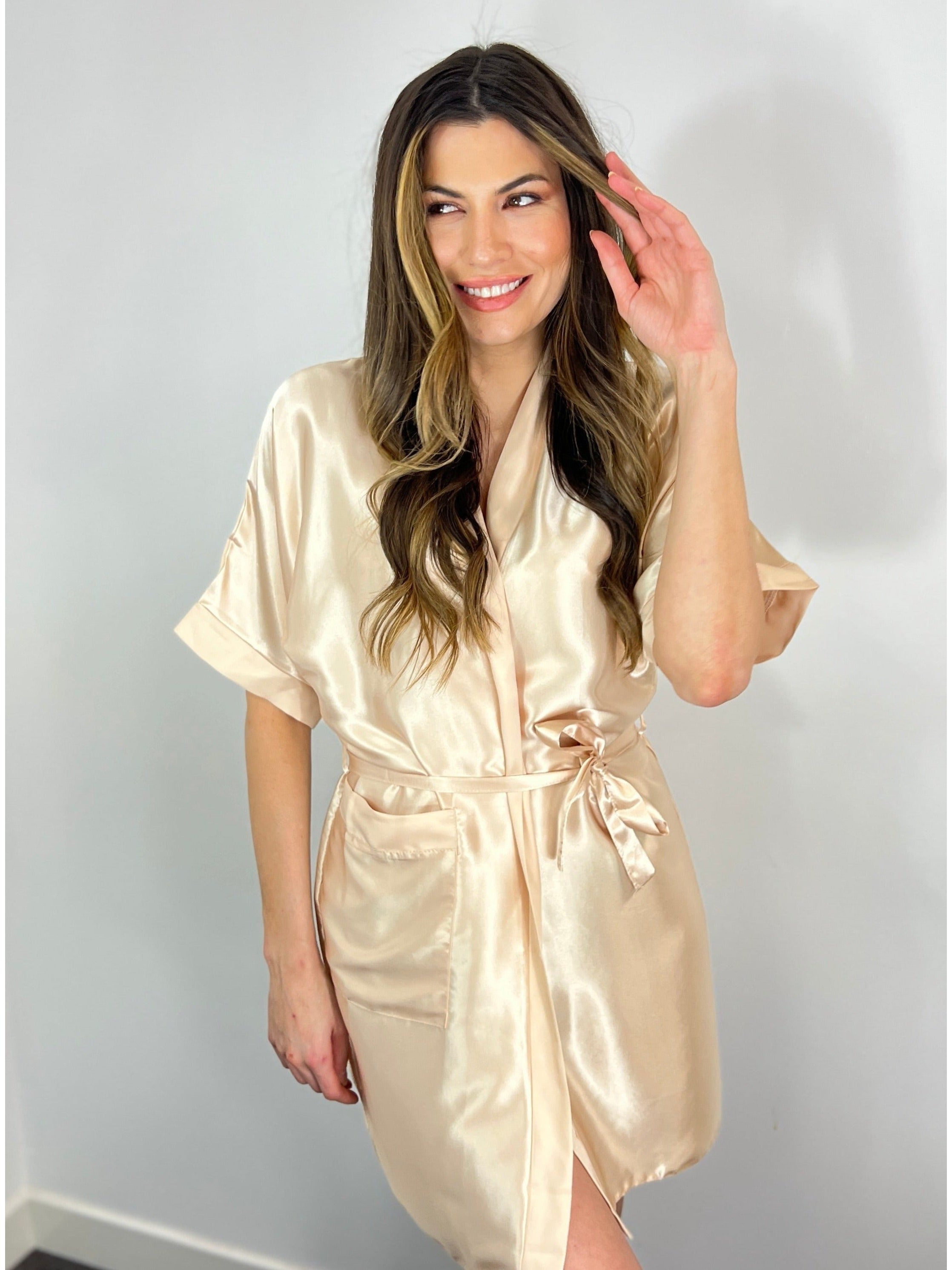 Champagne Personalised Satin Bridesmaid Robes – GET IT GRL